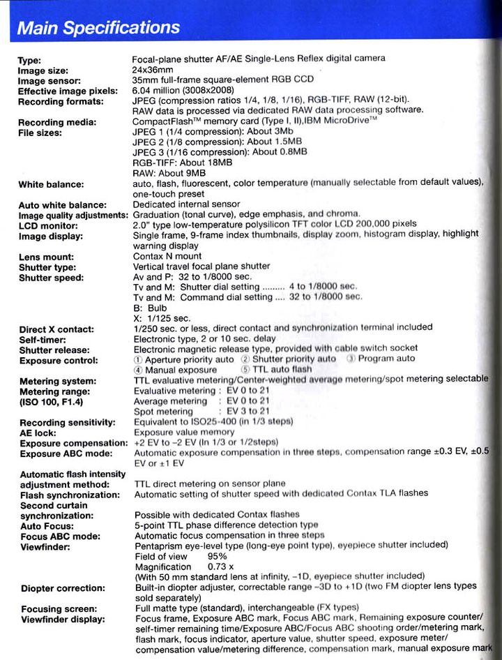CONTAX DSLR N DIGITAL - Digitalkamera-Museum